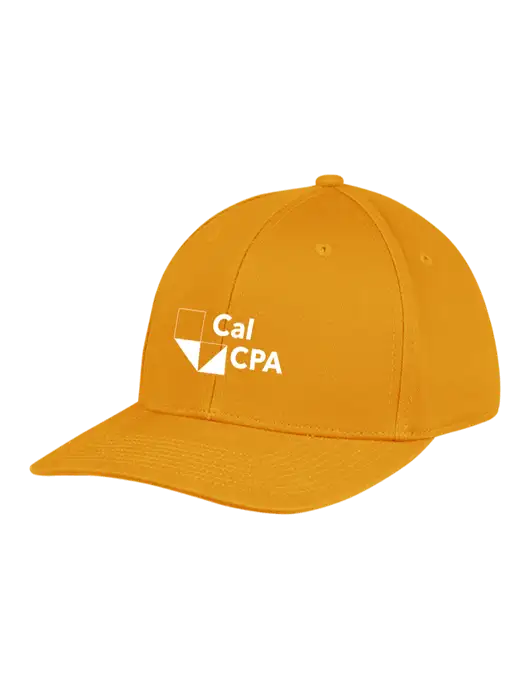 Premium Modern Structured Twill Yellow Gold Snapback Cap w/CalCPA Logo